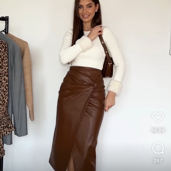 Zara | Skirts | Zara Faux Leather Pareo Knot Skirt | Poshmark